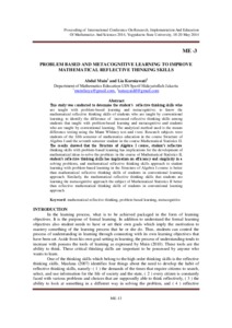 PROBLEM BASED AND METACOGNITIVE LEARNING TO IMPROVE MATHEMATICAL REFLECTIVE THINKING SKILLS ...